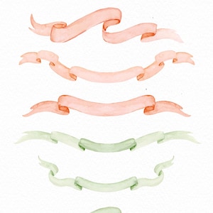 Watercolor Ribbons/small Set/individual PNG Files/hand Painted/holiday ...