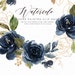 Watercolor Floral Wreath-indigo/small Set/individual PNG Files/hand ...