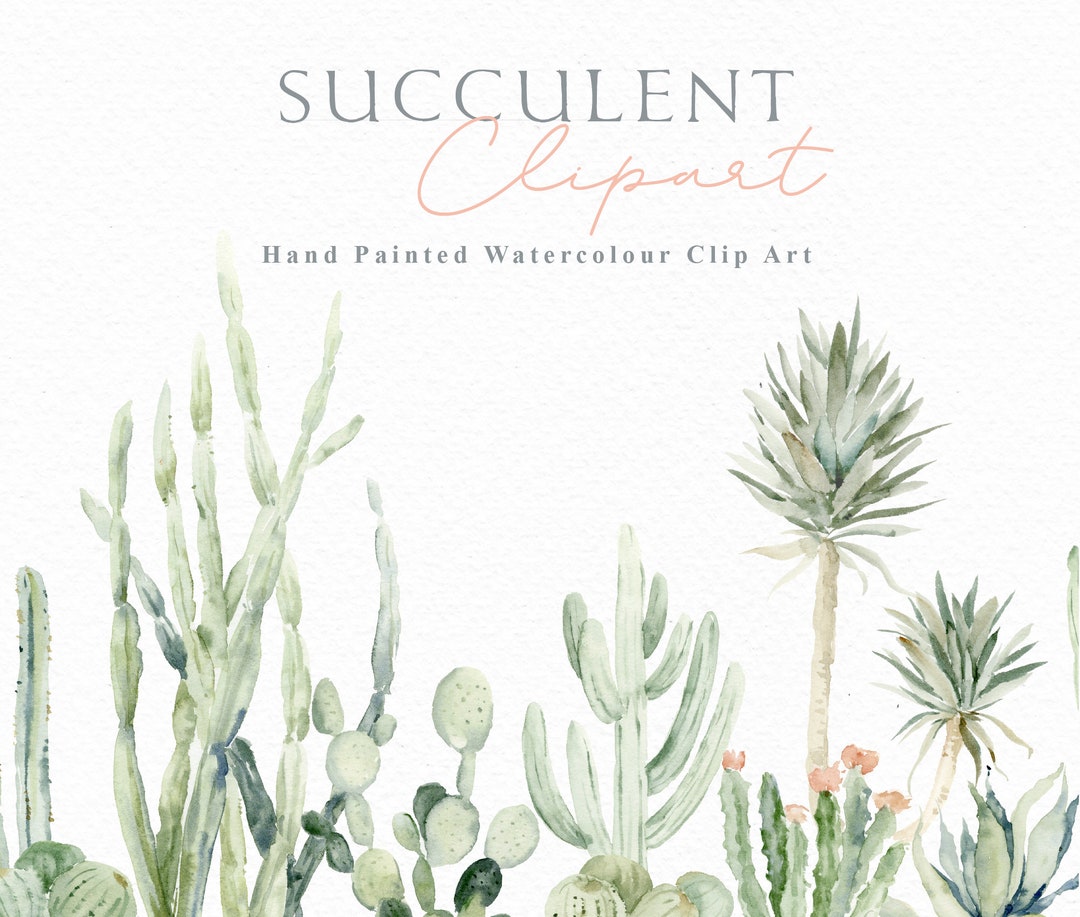 Watercolor Succulent Clip Art/small Set/rustic Peach/individual PNG ...