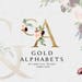 Watercolor Uppercase Designs - Gold Alphabets/small Set/individual PNG ...