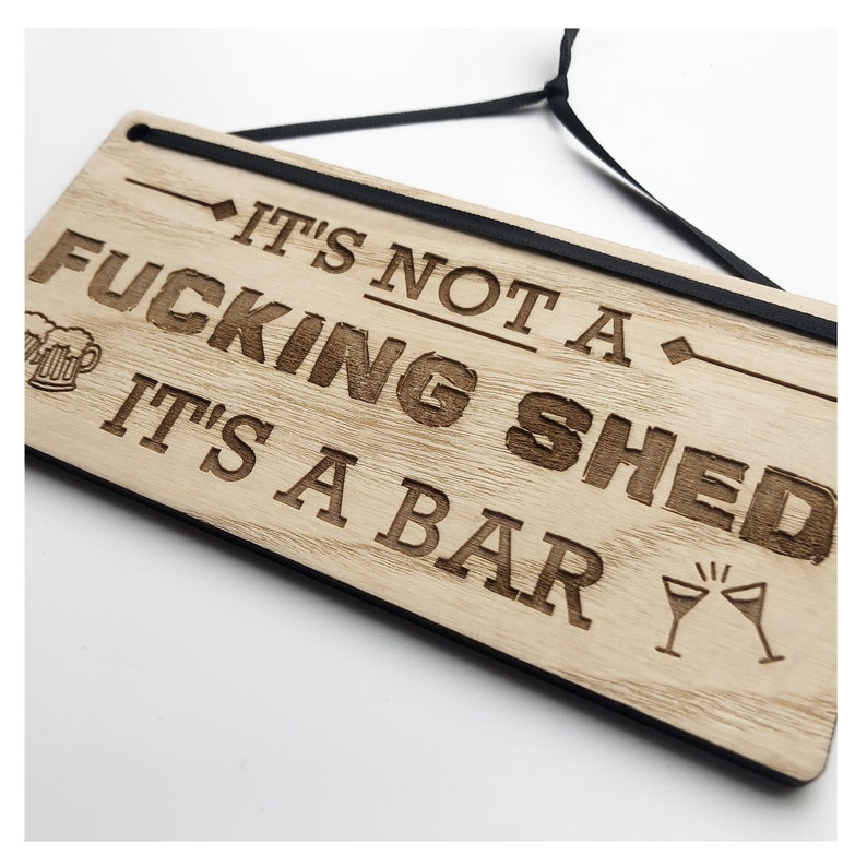 Rude Bar Sign: Laser Engraved Ash Veneer Drinking Decor - Etsy UK