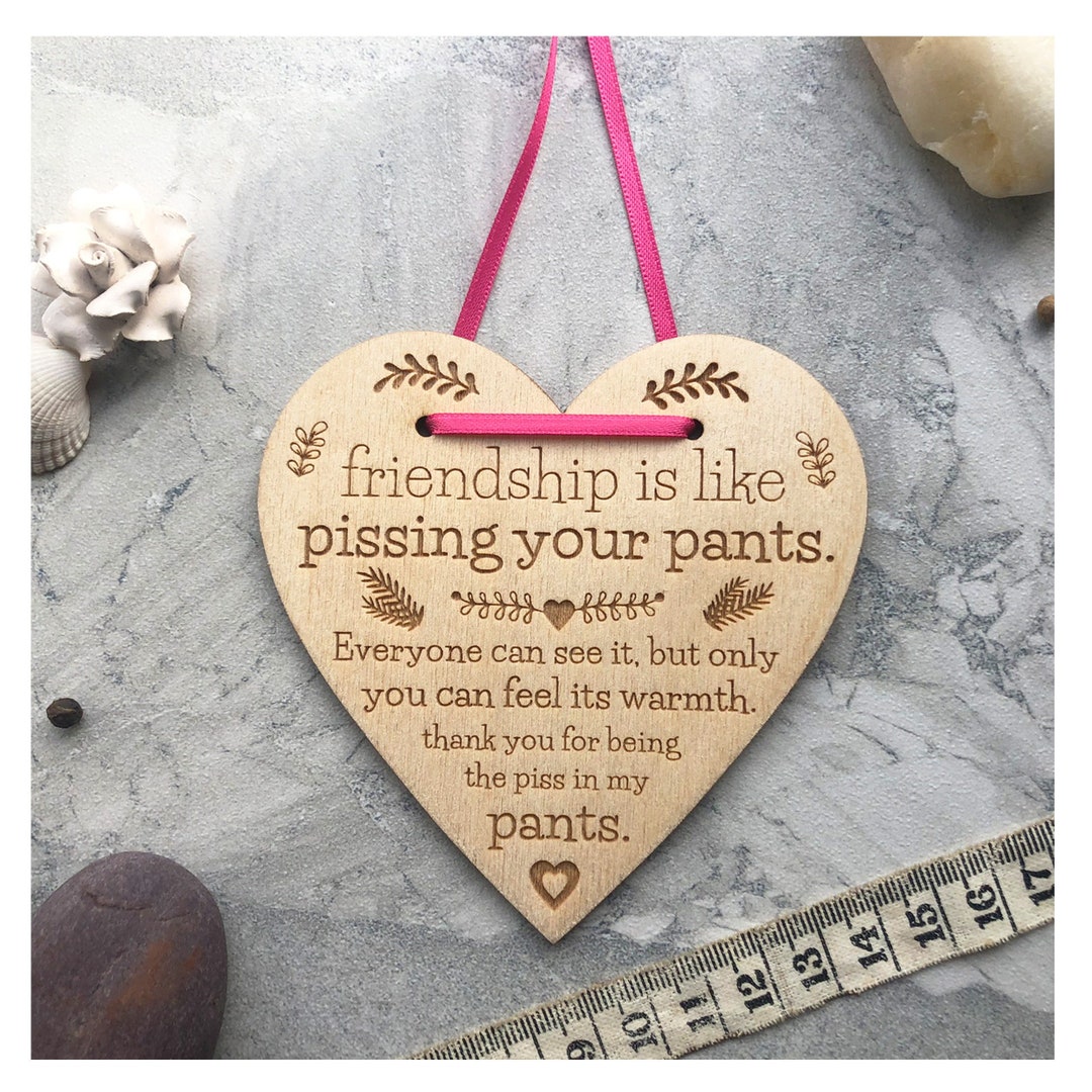 Best Friend T Pissing Pants Funny Wooden Heart Plaque Etsy Uk