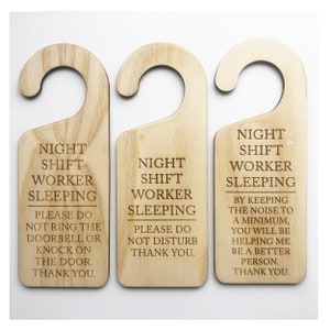 Night Shift Worker Sleeping Do Not Disturb Wooden Hanging Door Knob ...