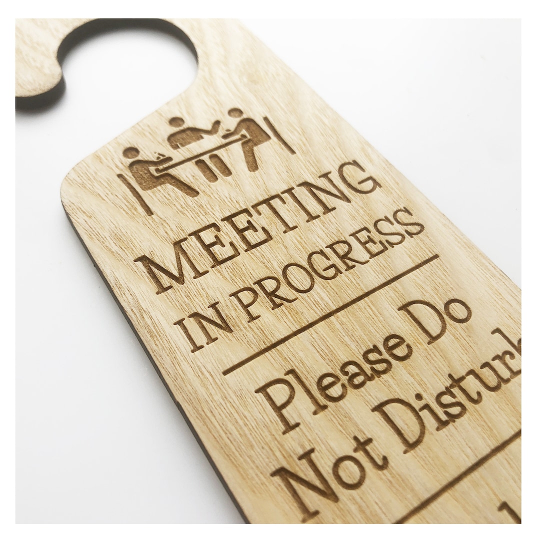 Meeting in Progress Do Not Disturb Wooden Hanging Door Knob Sign Office ...