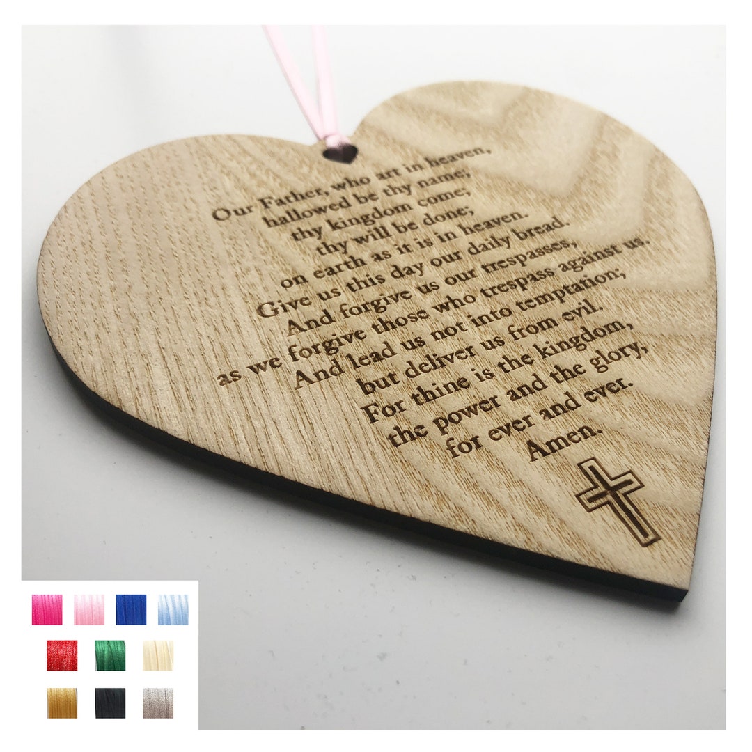 The Lords Prayer Heart Plaque Sign - Christian Gift Religious Keepsake ...