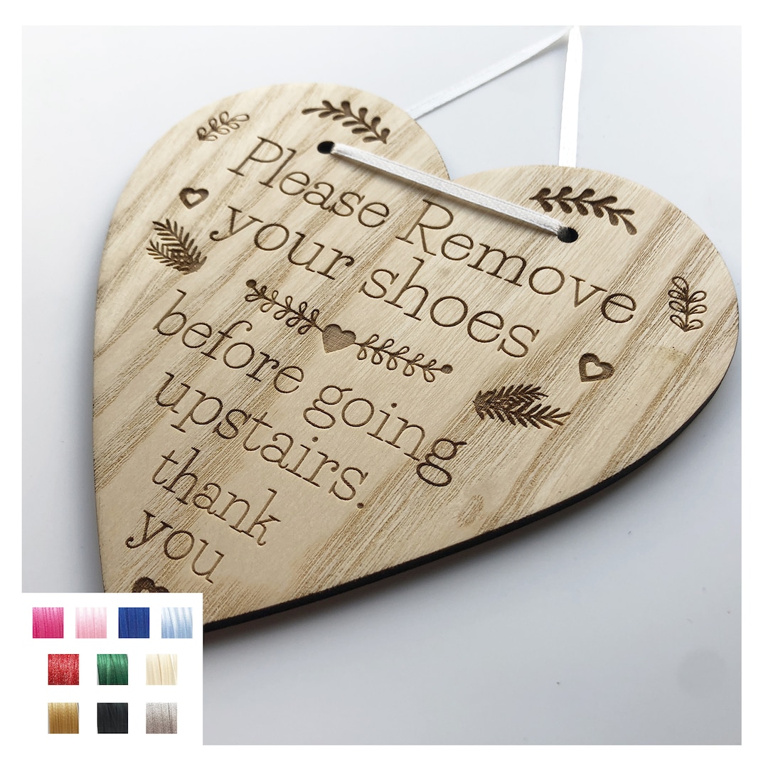 Remove Shoes Wooden Sign: Engraved Ash Veneer Plaque - Etsy