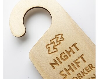 Night Shift Worker Sleeping Wood Door Sign Do Not Disturb - Etsy