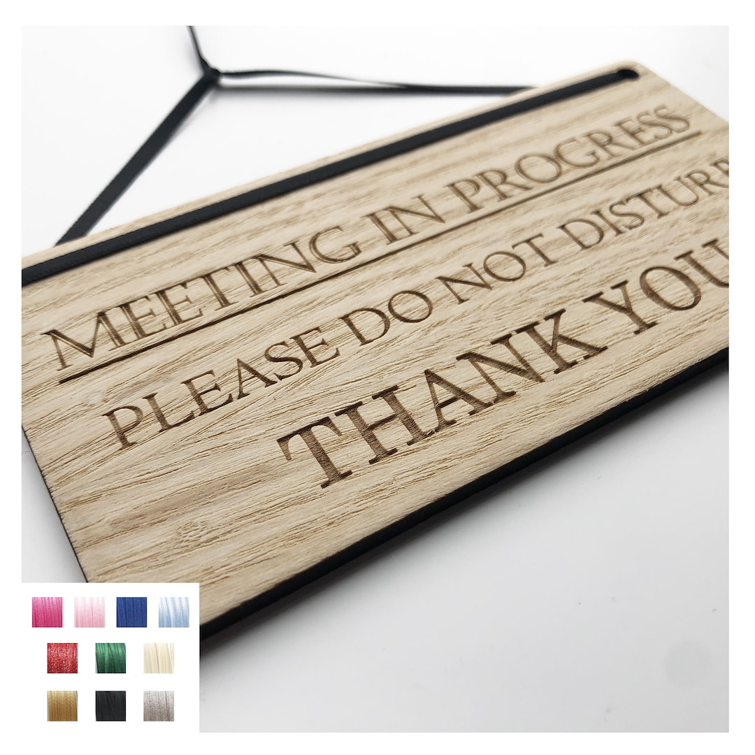 Meeting in Progress Door Sign: Engraved Wooden Office Plaque - Etsy