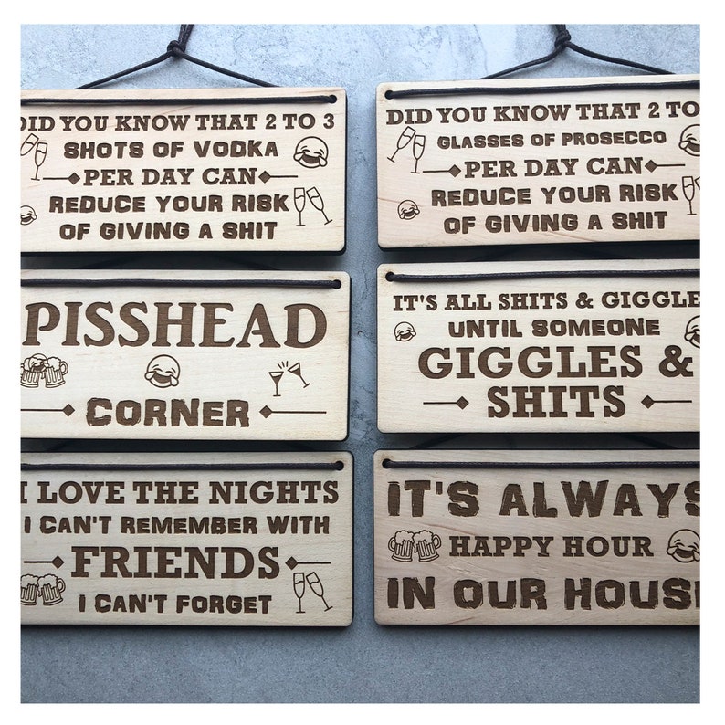 Funny Rude Drinking Signs Pub Bar Gin Wine Prosecco Vodka - Etsy