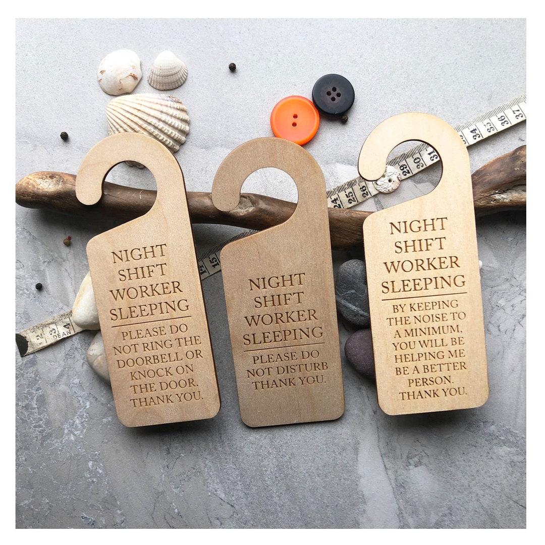 Night Shift Worker Sleeping Do Not Disturb Wooden Hanging Door Knob ...