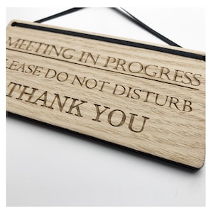 Meeting in Progress Door Sign: Engraved Wooden Office Plaque - Etsy