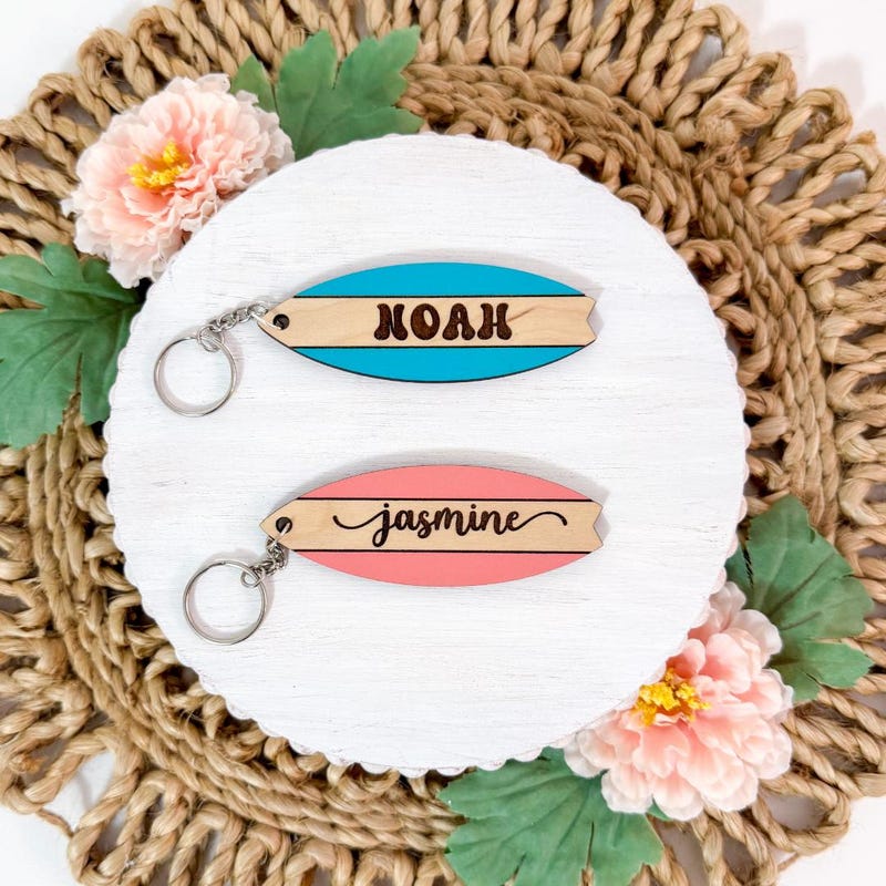 Surfboard Wood Key Chains - Etsy