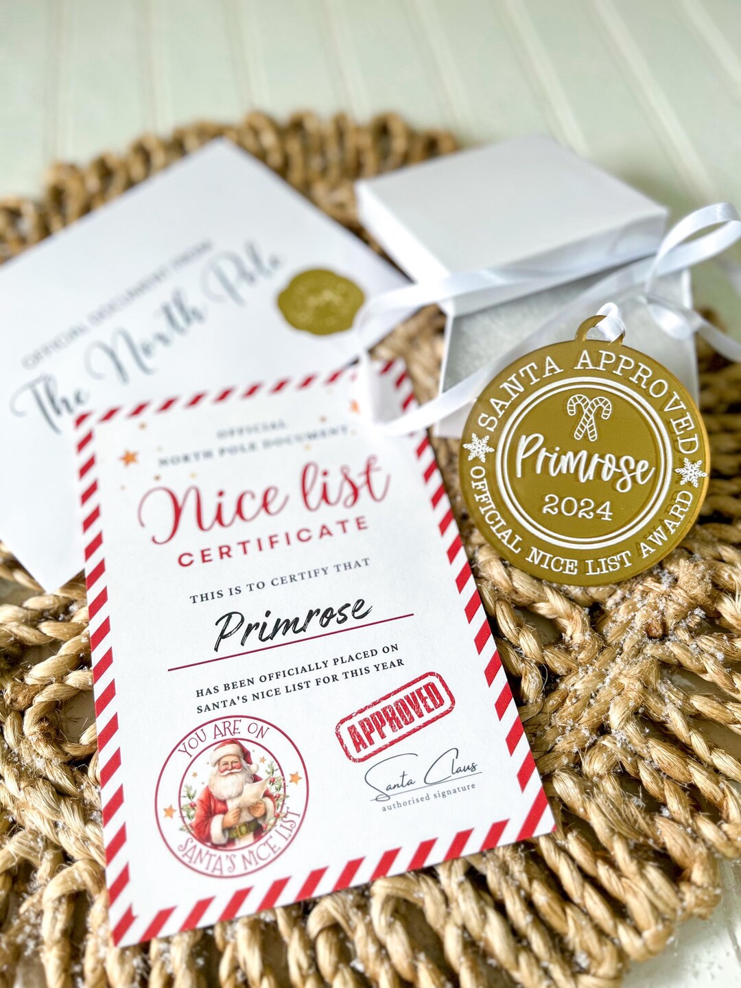 Nice List Gold Medal With Official Nice List Letter From Santa - Etsy