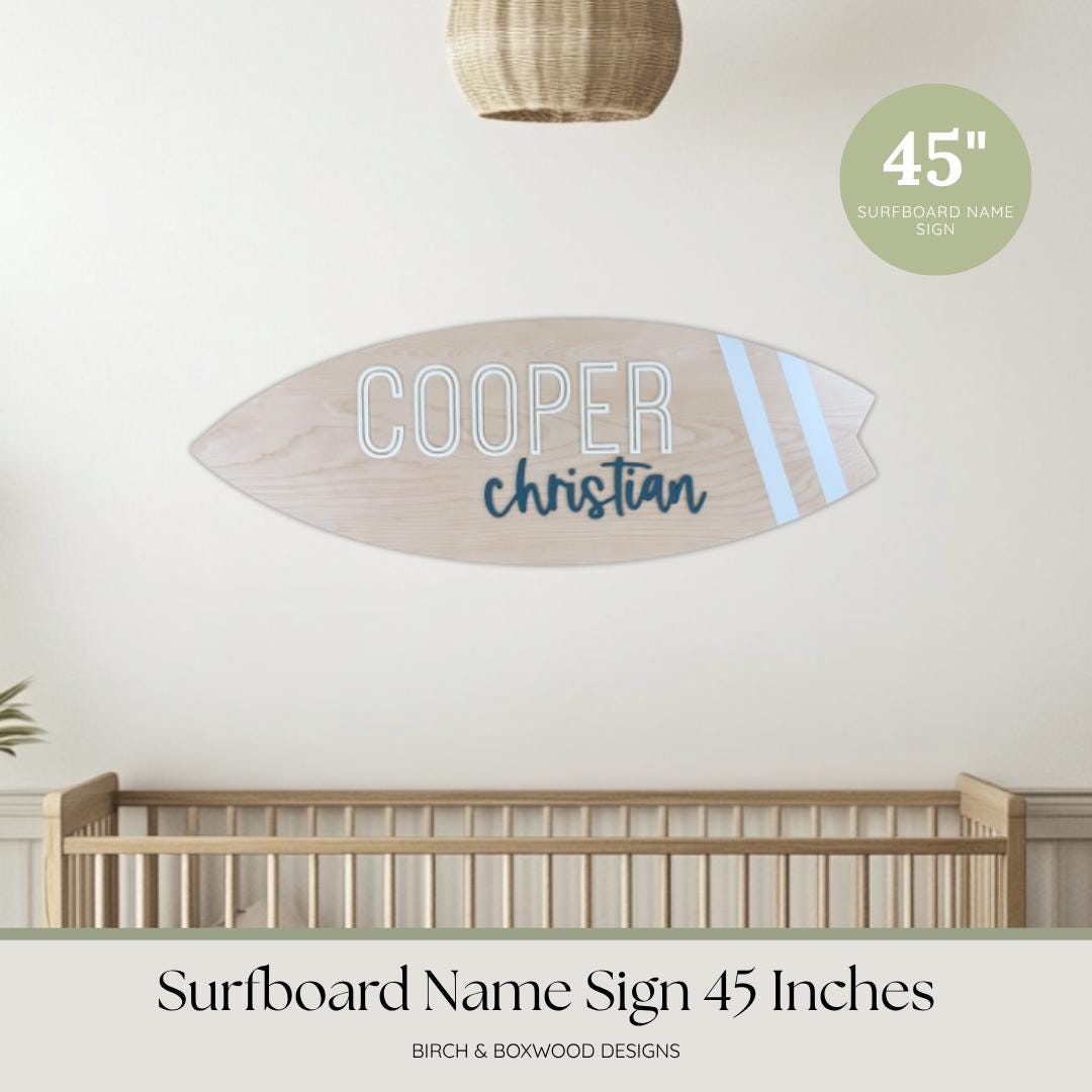 45 Inch Surfboard Name Sign | Surfboard Wall Decor | Surfboard Wall Art ...