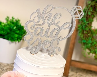 Engagement Cake Topper, Bridal Shower Cake Toppers, She Said Yes Cake ...