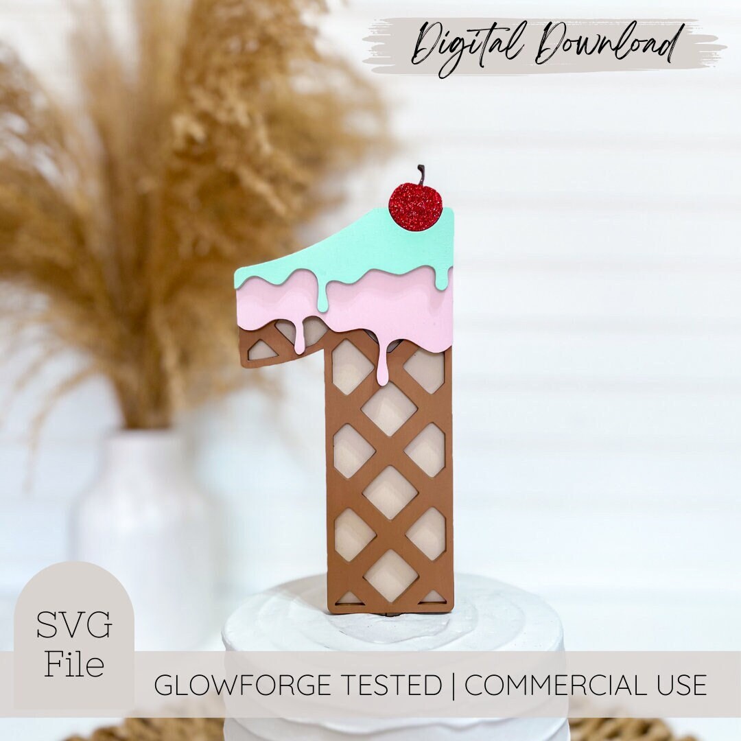Waffle Cone Cake Topper Ice Cream Cone Cake Topper Digital Download ...