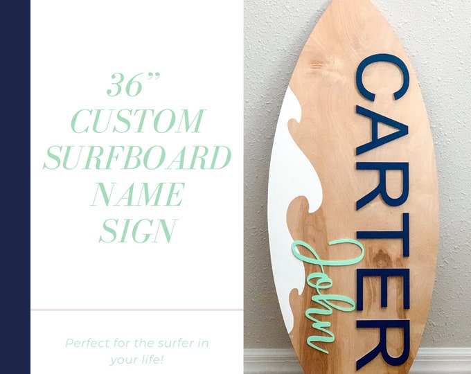 36 Surfboard Name Sign Surfboard Wall Decor Surfboard - Etsy