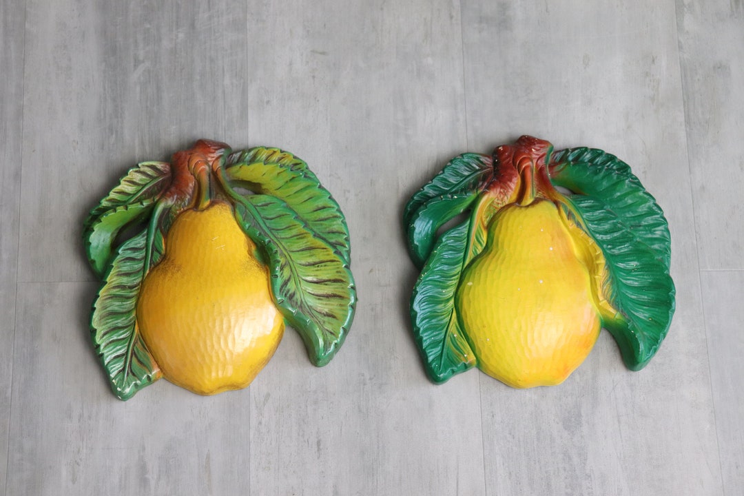 SALE Vintage Chalkware Fruit Art / Wall Hanging - Set of 2 - Pear - Etsy