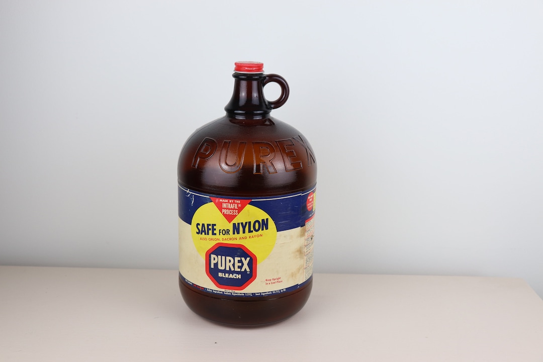 Vintage Large Brown/amber Purex Bottle With Finger Hole - Etsy