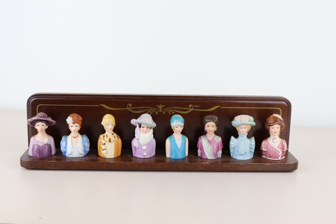 Vintage Avon Thimbles - Ladies of Fashion Thimbles With Holder - Etsy