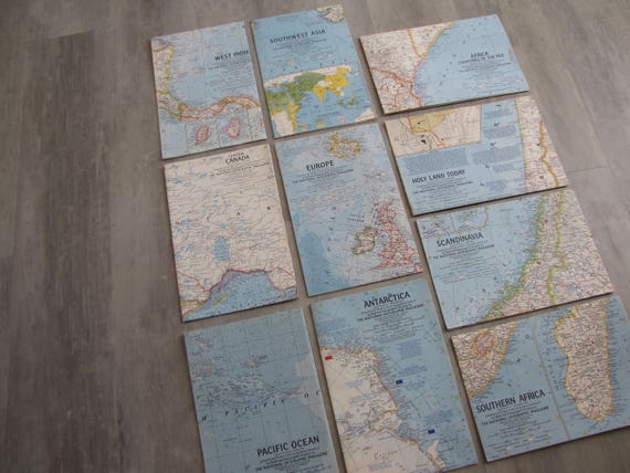 Vintage Set of 10 1963 World Map Collection National - Etsy