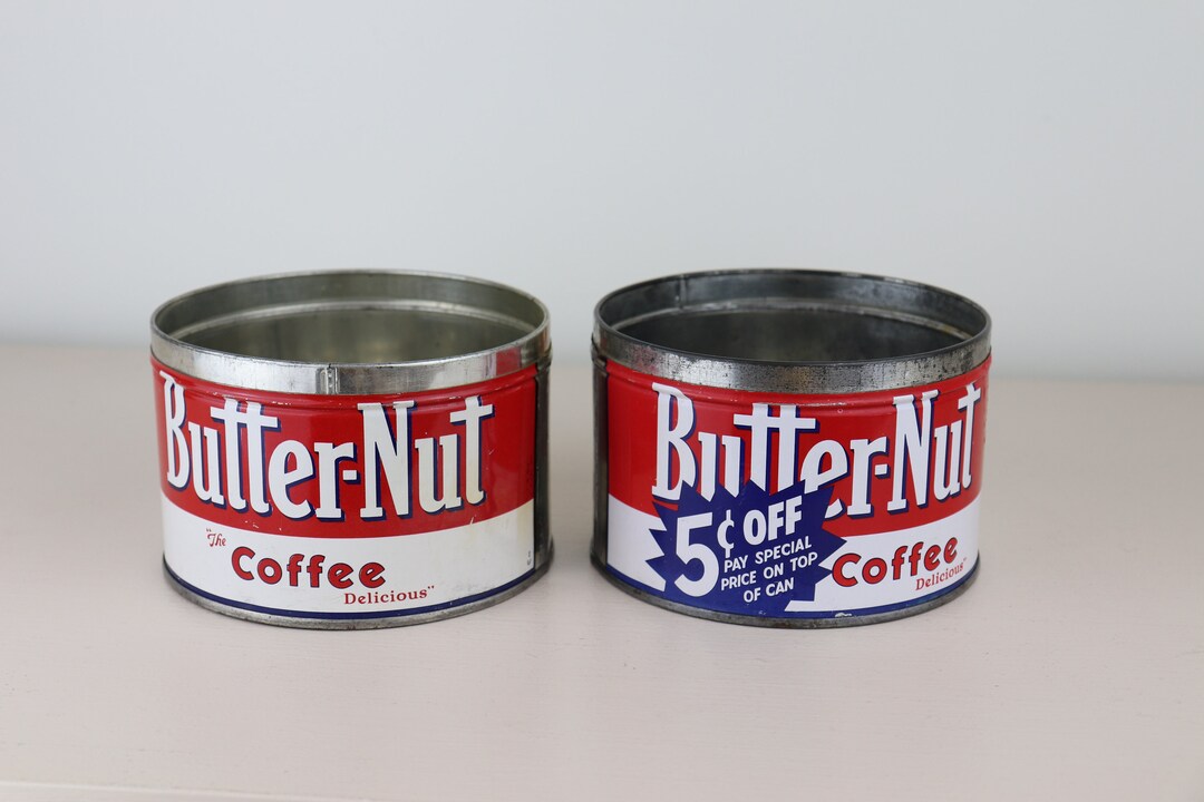Vintage Metal Coffee Cans - Set of 2 - Butternut Coffee - Etsy