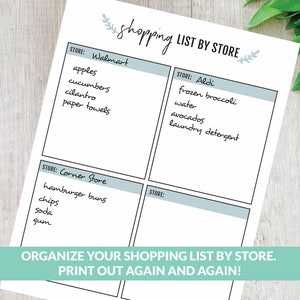 Printable Shopping List by Store | Grocery List Printable | Food ...