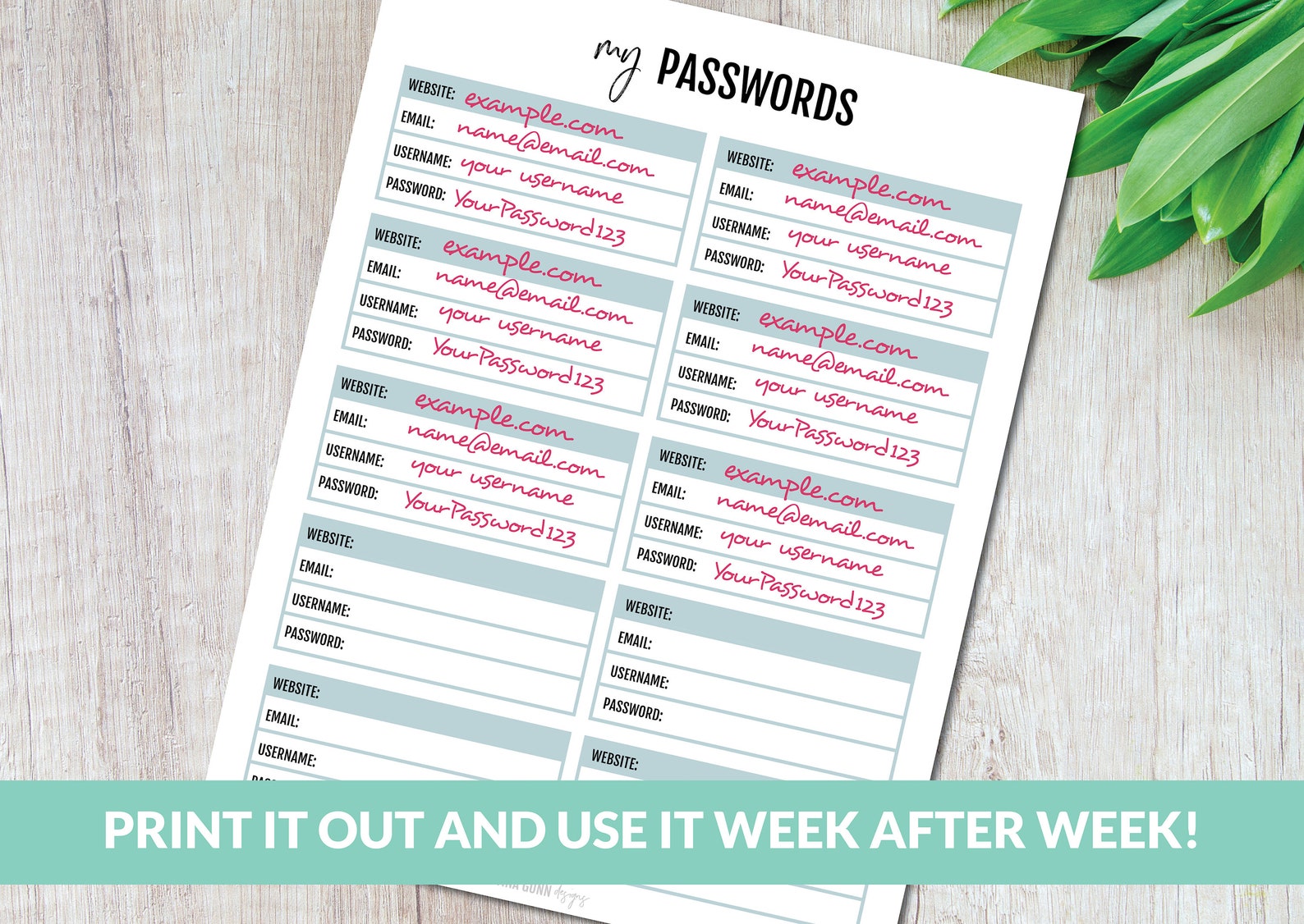 Printable Password Keeper | Password Tracker | Password Log | Password ...