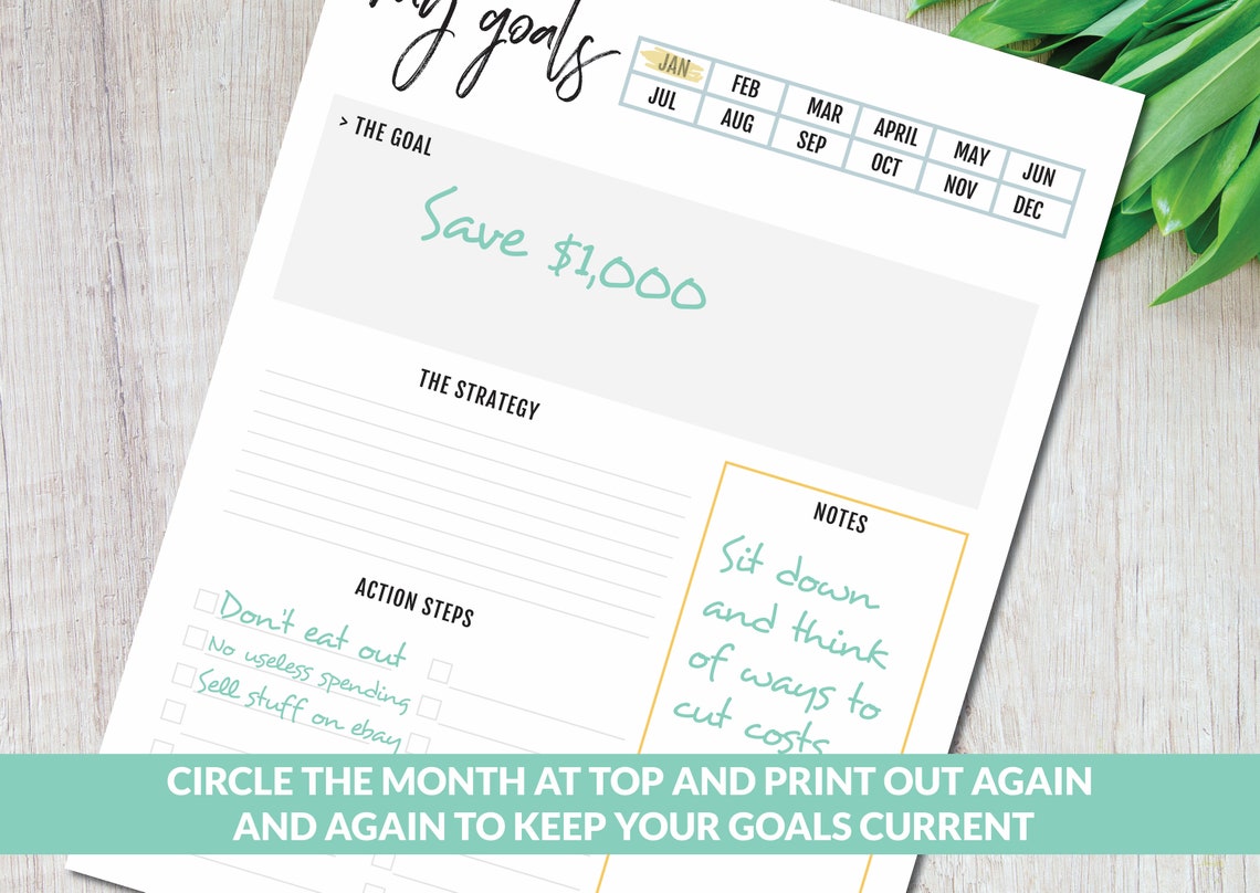 Printable Goal Setting Worksheet | Monthly Goal Setting Calendar | Goal ...