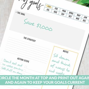Printable Goal Setting Worksheet | Monthly Goal Setting Calendar | Goal ...