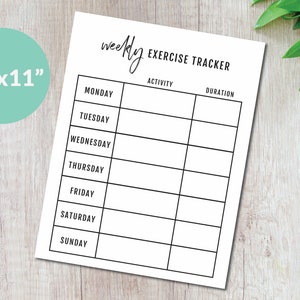 Printable Weekly Exercise Tracker Worksheet | Exercise Tracker | Weekly ...
