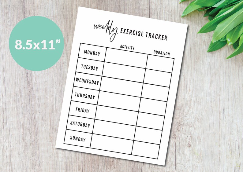 Printable Weekly Exercise Tracker Worksheet | Exercise Tracker | Weekly ...