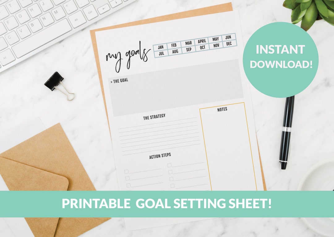 Printable Goal Setting Worksheet | Monthly Goal Setting Calendar | Goal ...