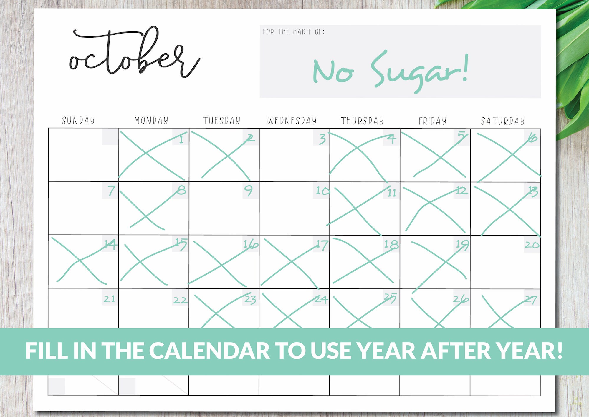 Printable Monthly Habit Tracker, Fitness Instant Download, Health ...