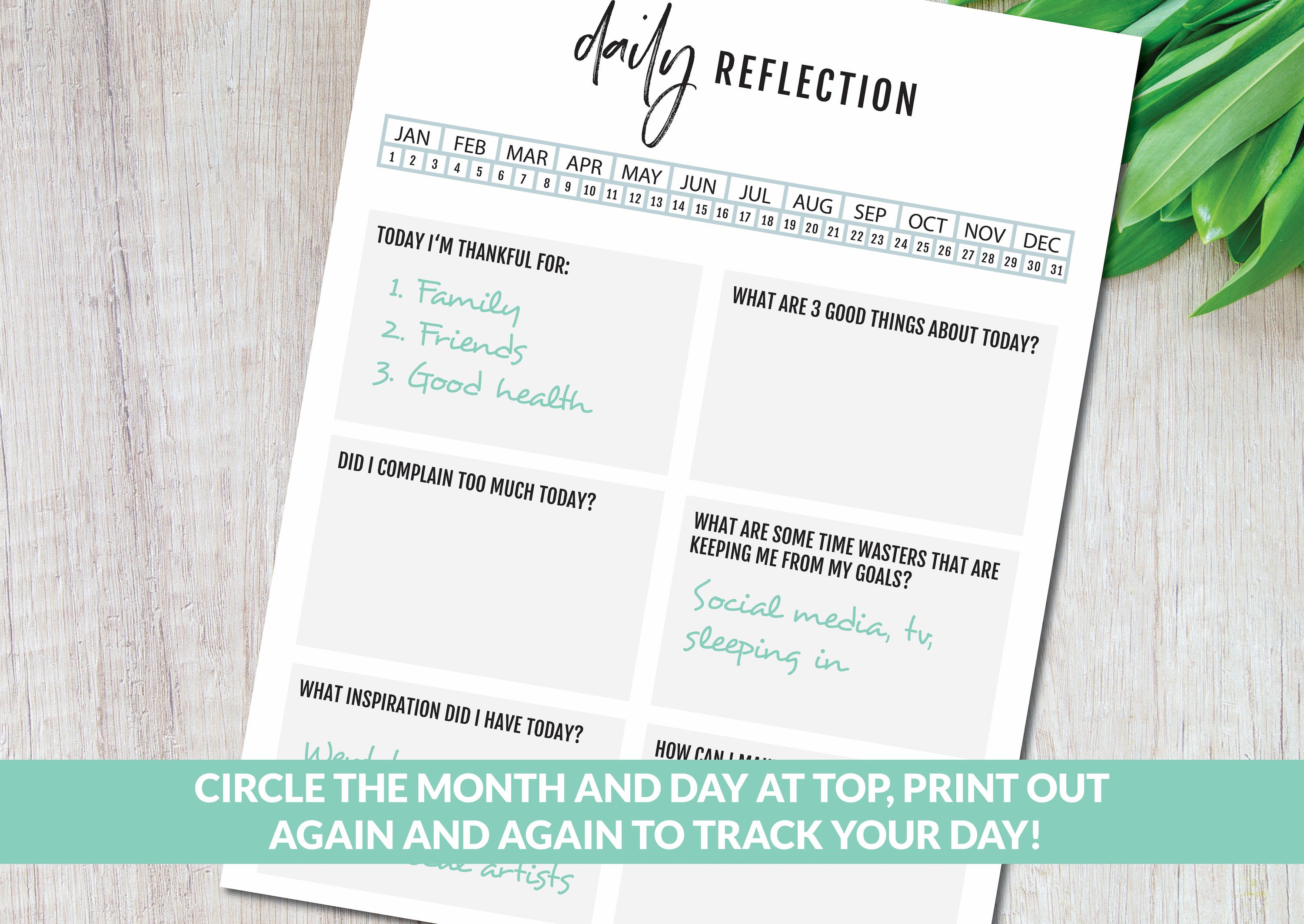 Printable Daily Reflection Worksheet | Bujo Reflection Worksheet ...