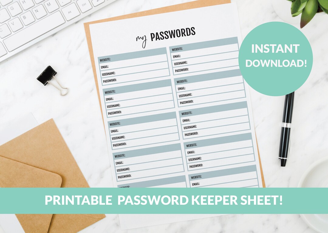 Printable Password Keeper | Password Tracker | Password Log | Password ...