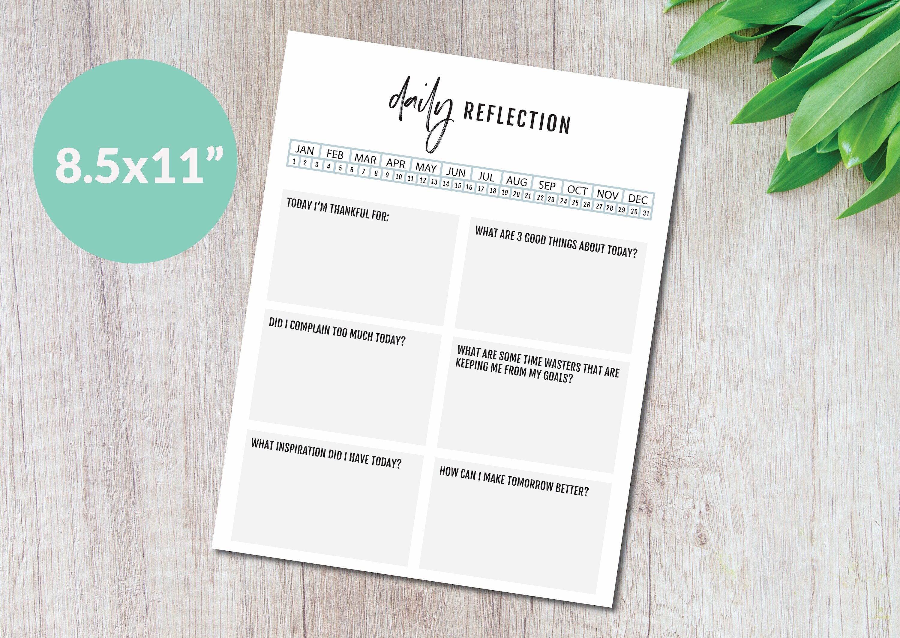 Printable Daily Reflection Worksheet | Bujo Reflection Worksheet ...