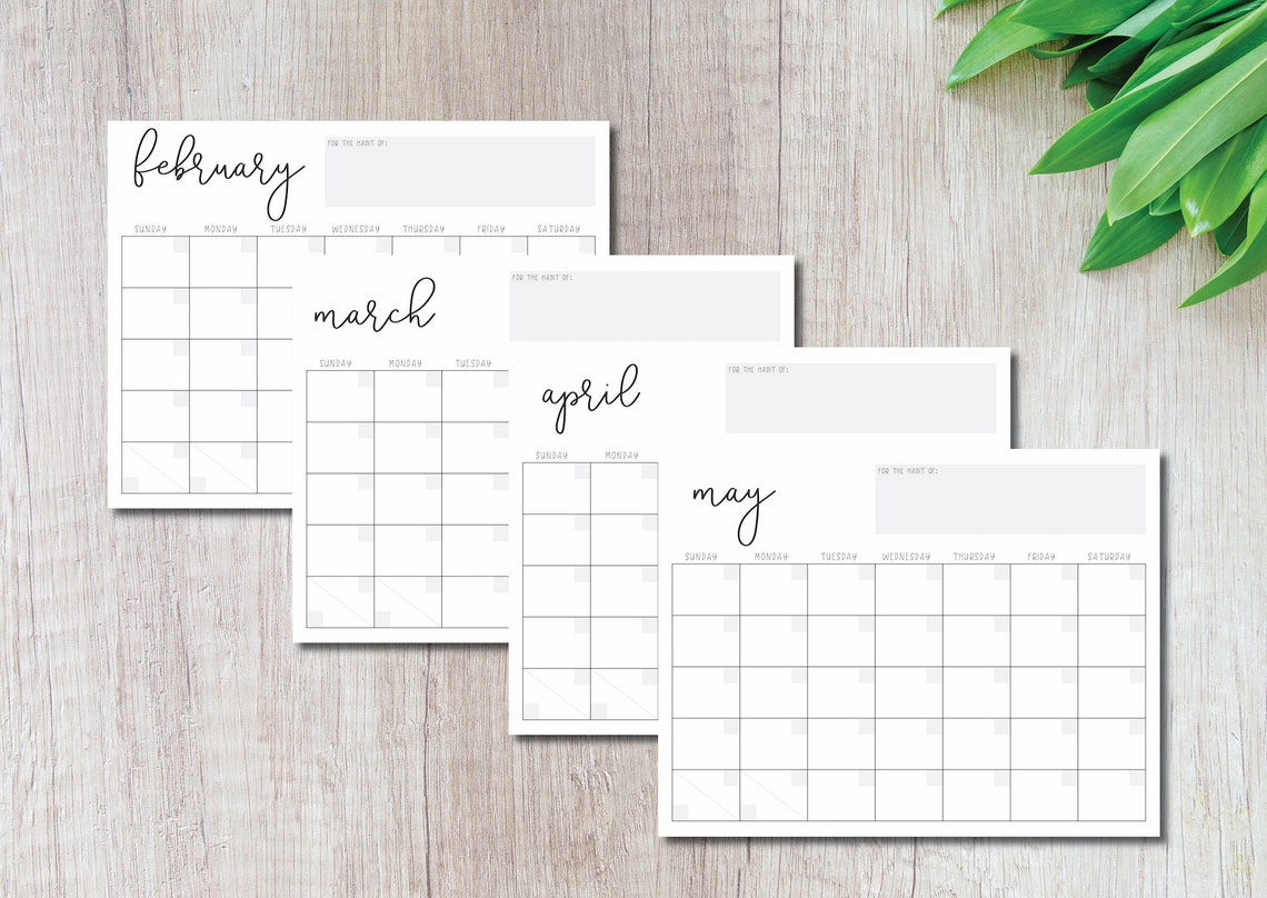 Printable Monthly Habit Tracker, Fitness Instant Download, Health ...