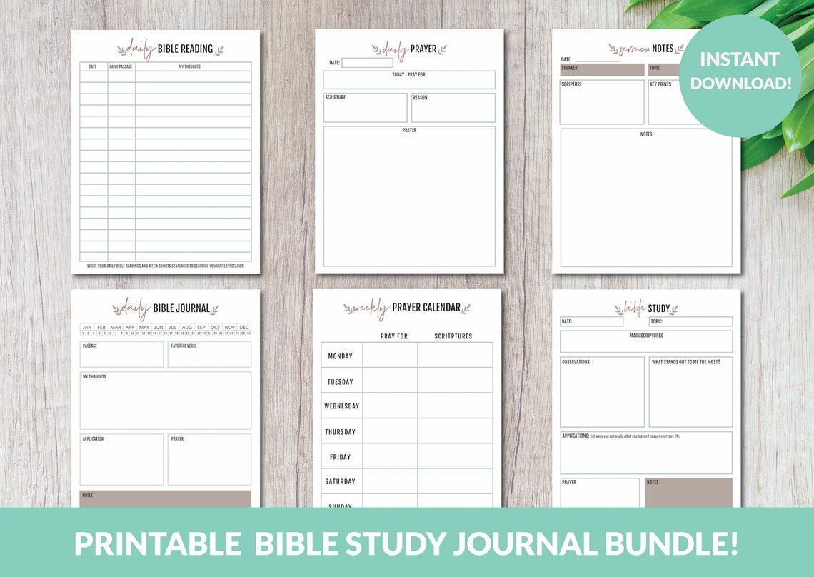 Bible Study & Journal Printable Bundle | Bible BUJO Printable | Prayer ...