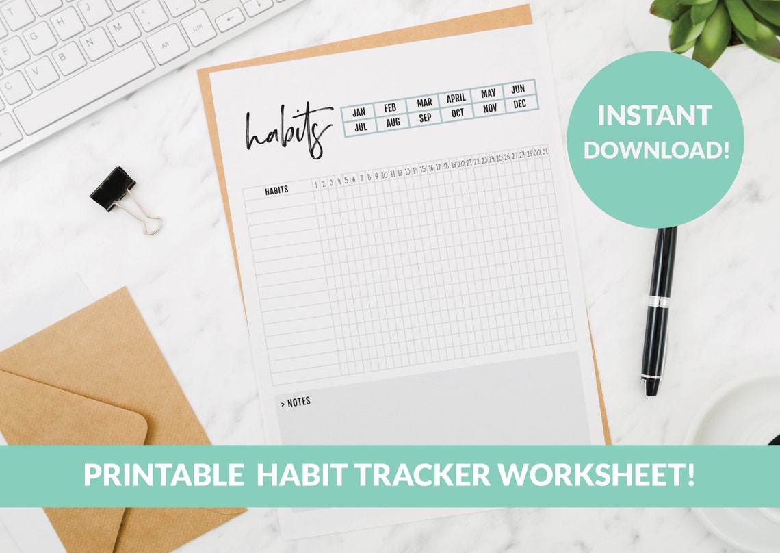 Printable Monthly Habit Tracker, Habit Calendar, Goal Tracker, Habit ...