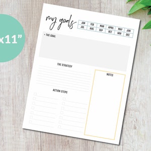 Printable Goal Setting Worksheet | Monthly Goal Setting Calendar | Goal ...