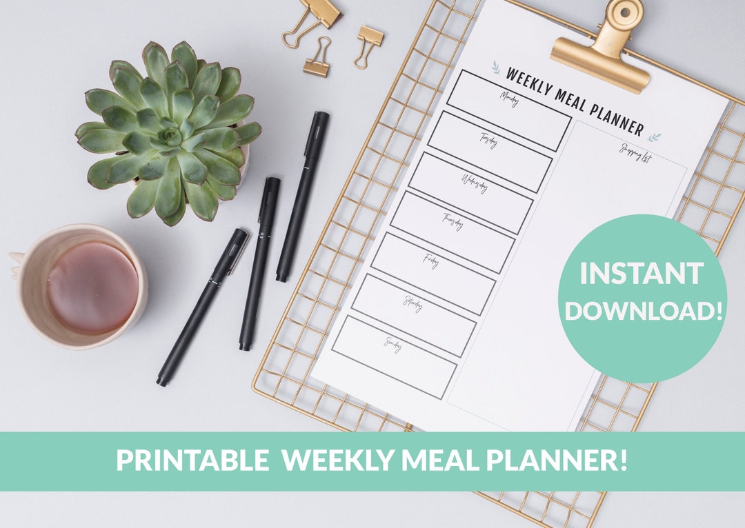 Weekly Meal Planner Printable | Grocery, Shopping List, Food List ...