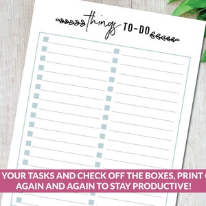 Printable Things to Do Checklist | Daily Checklist | Do Do List | Get ...