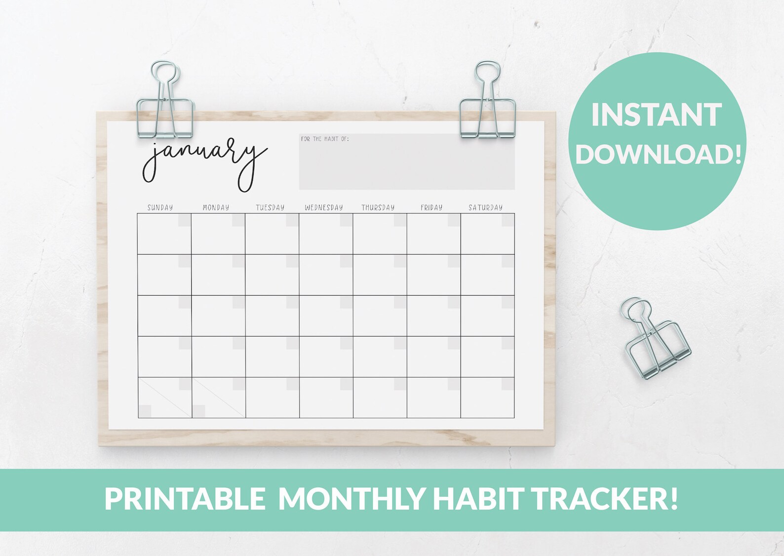Printable Monthly Habit Tracker, Fitness Instant Download, Health ...