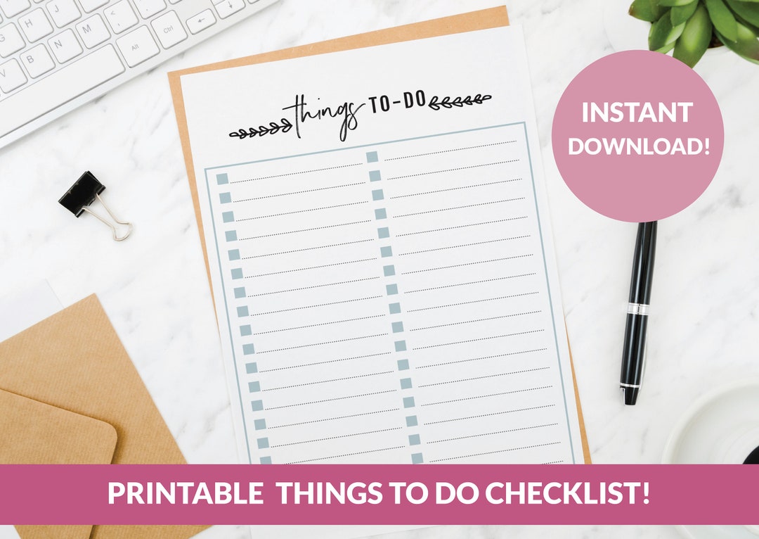 Printable Things to Do Checklist | Daily Checklist | Do Do List | Get ...