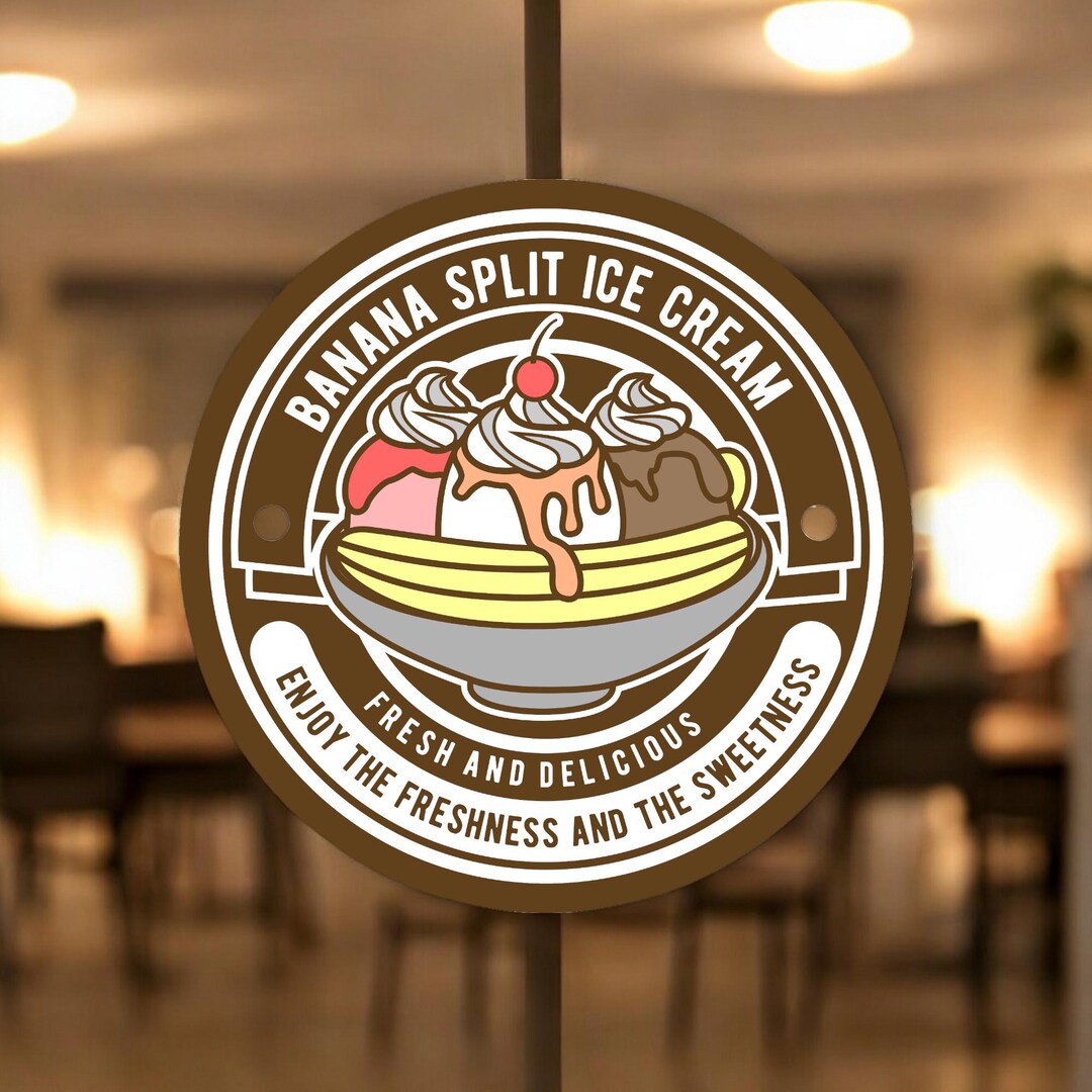 Banana Split Ice Cream Cafe Kitchen- Wall, Wreath, Post, Door Tin Metal ...