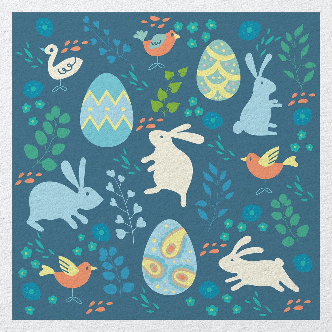 Easter Bunny and Eggs- Fabric Panels Cushion Panels Velvet Cotton ...