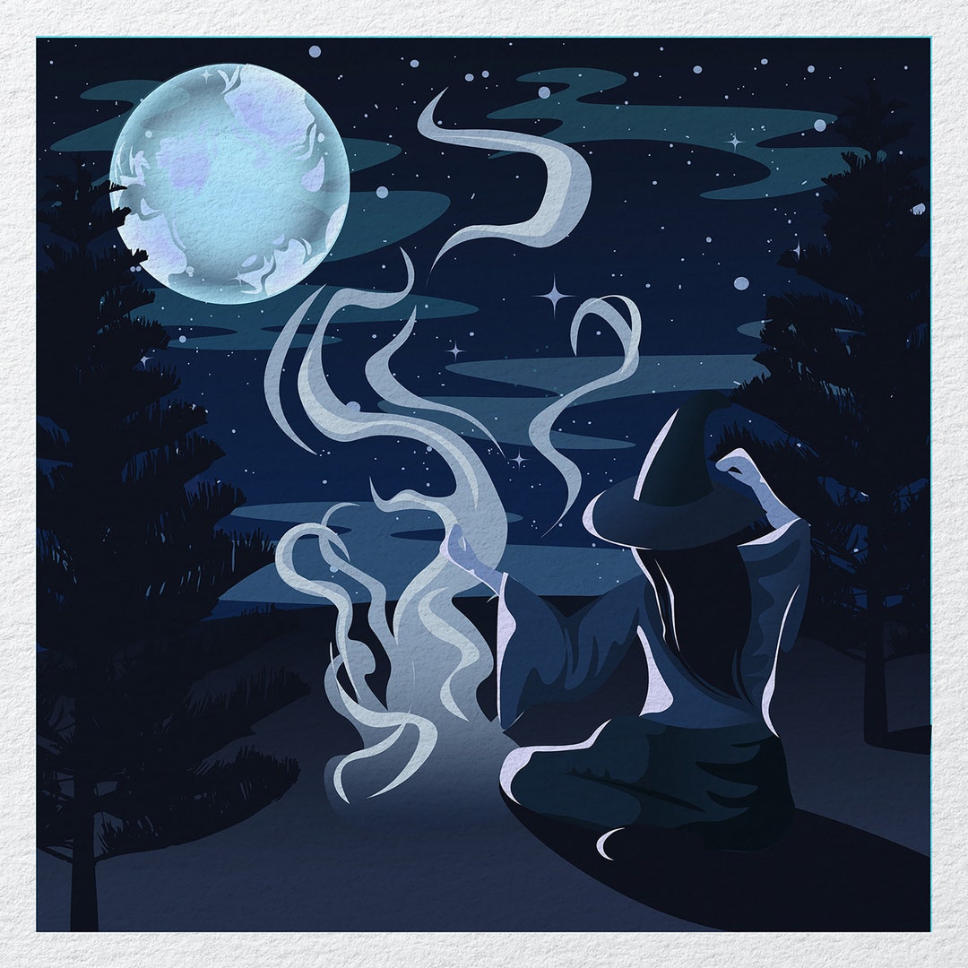 Witch Sat With the Moon - Fabric Panels Cushion Panels Velvet Cotton ...