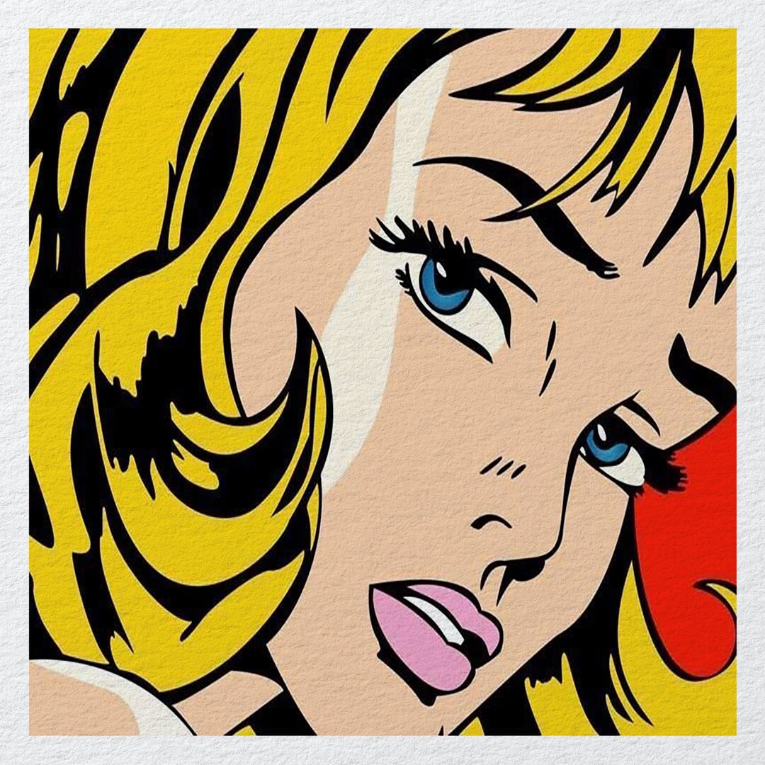 Pop Art Women Face Crying - Fabric Panels Cushion Panels Velvet Cotton ...