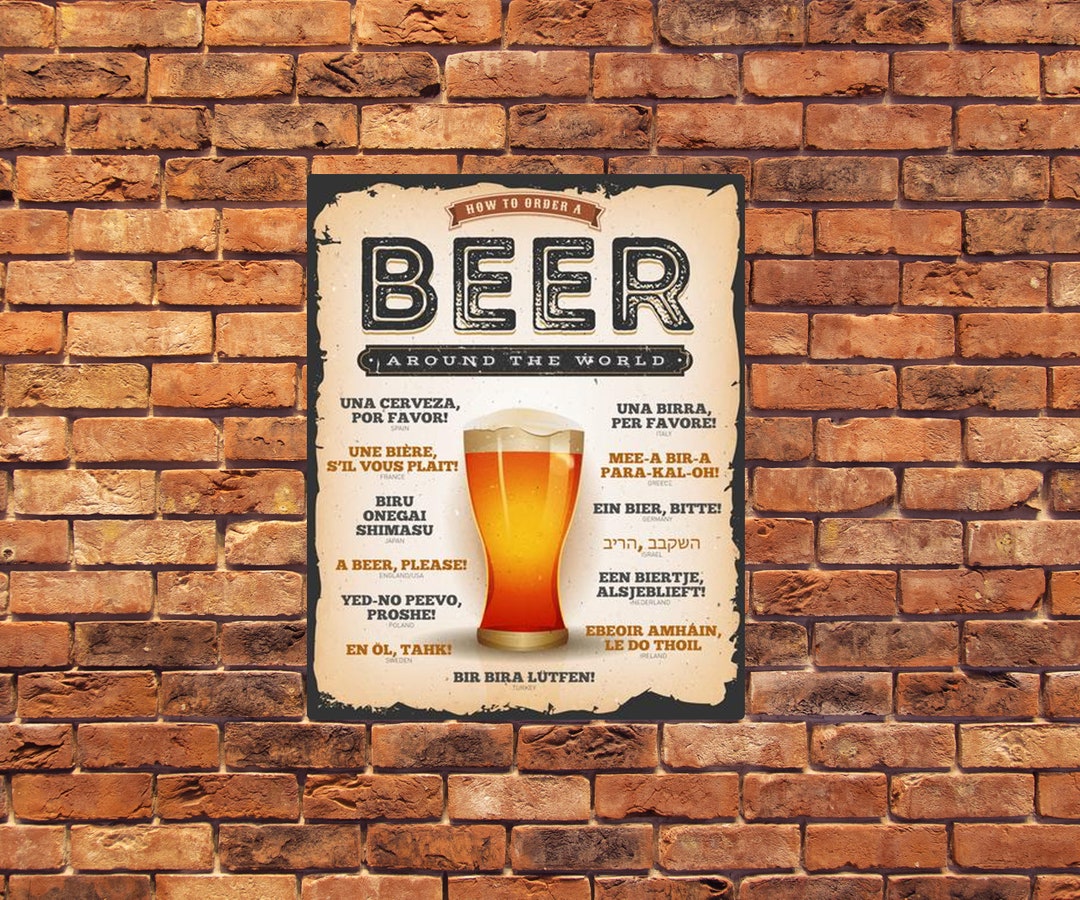 How to Order a Beer Metal Sign - Art Typograhy Inspirational Quote ...
